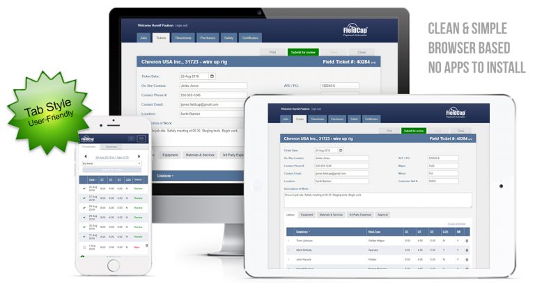 Field Ticket Software | Oilfield Office Staff | FieldCap